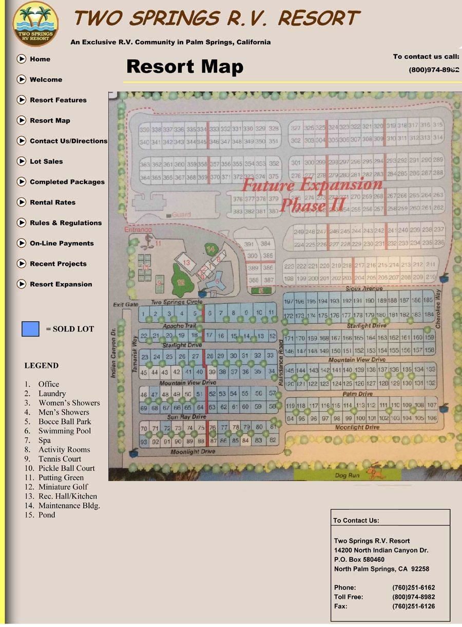 Two Springs RV Resort Map